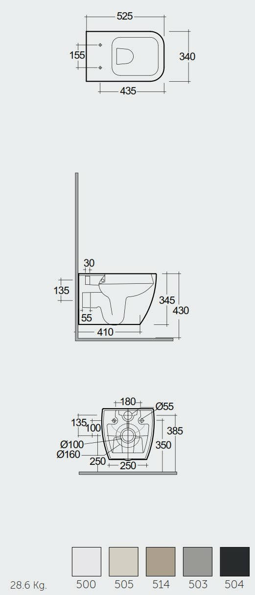RAK Ceramics FEELING Miska WC podwieszana Rimless 52x36 cm Czarny Mat
